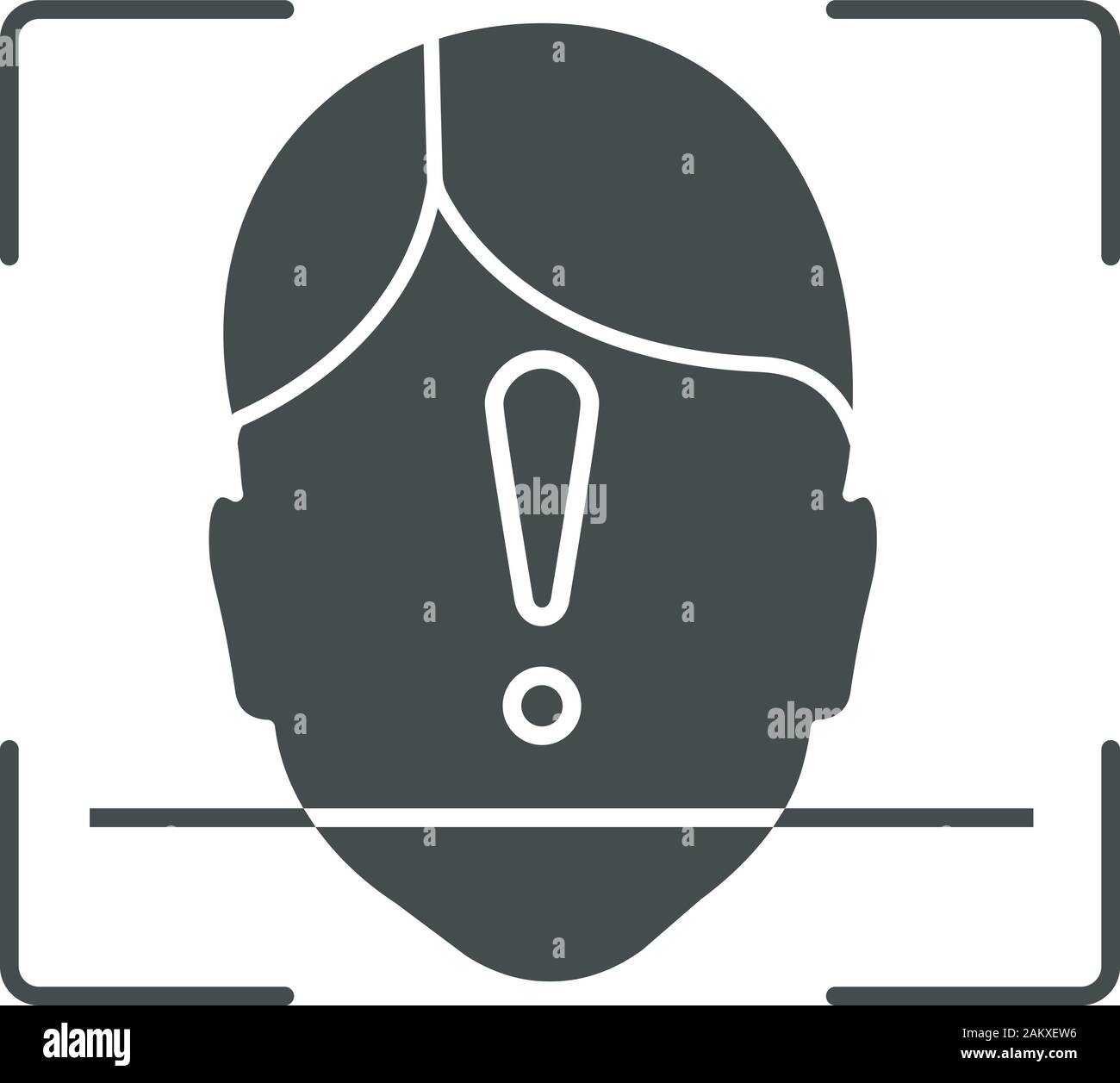 Face ID scan unidentified glyph icon. Silhouette symbol. Facial ...