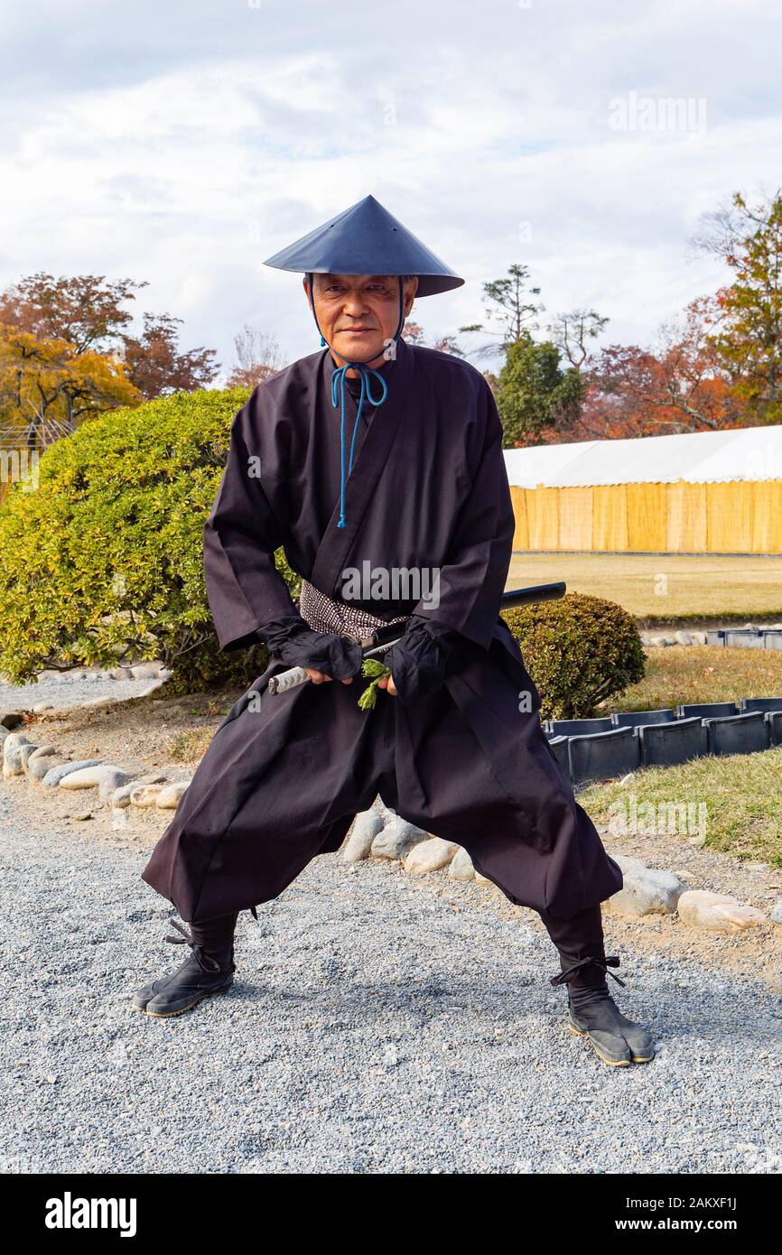 Matsumoto, Japan - November 4th, 2018: A guard of Matsumoto castle ...