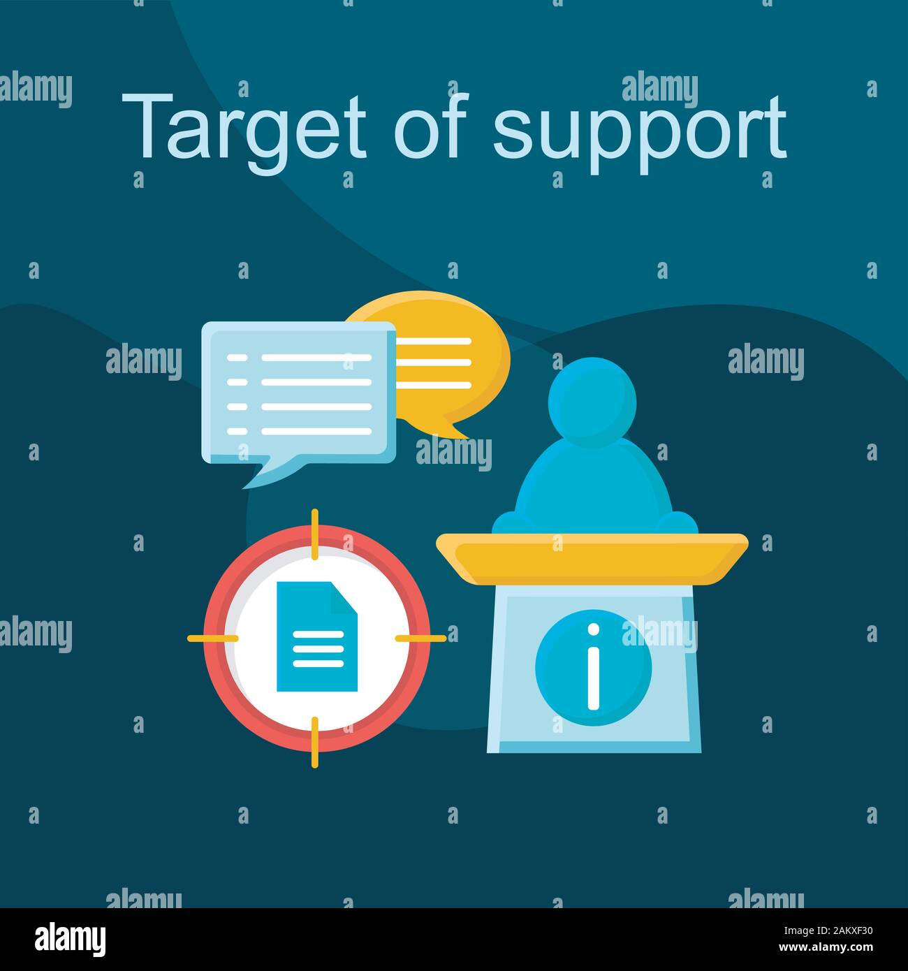 Target of support flat concept vector icon. Public speaking idea ...