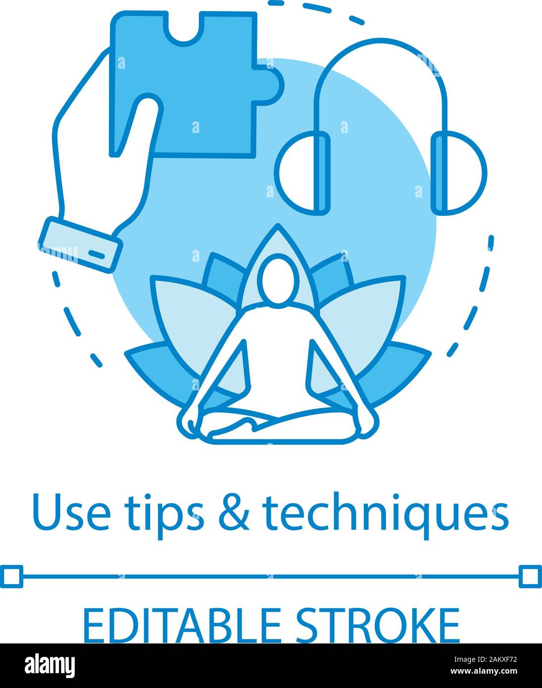 Use tips and techniques concept icon. Feeling restraint idea thin line ...