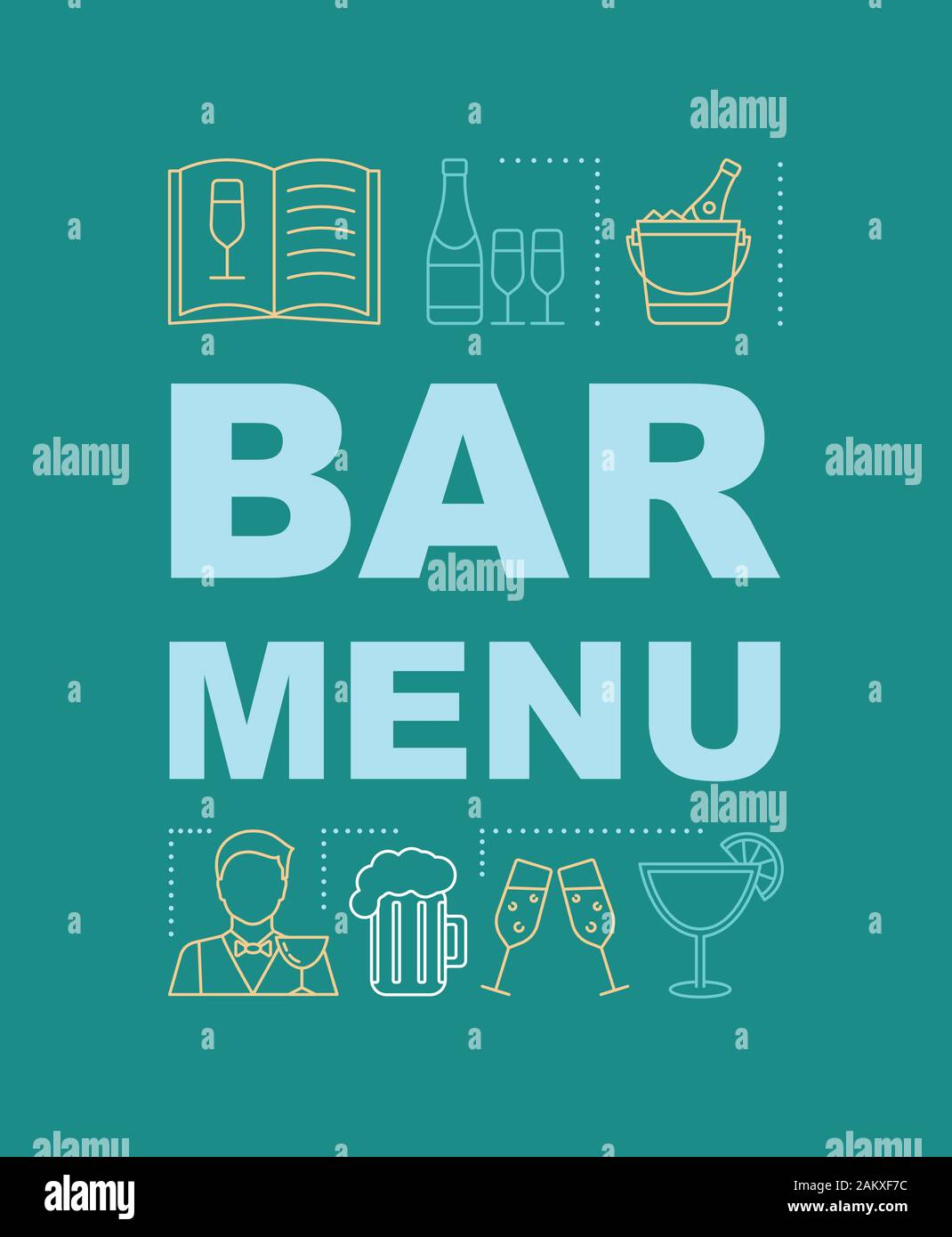 Bar menu word concepts banner. Alcoholic beverages. Alcohol drink map ...