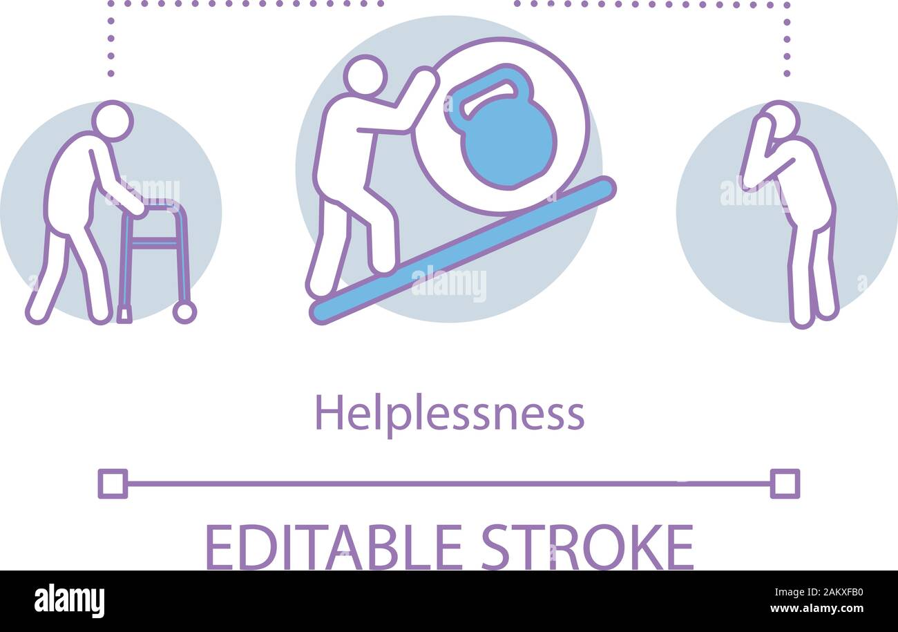 Helplessness concept icon. Despair feeling idea thin line illustration ...