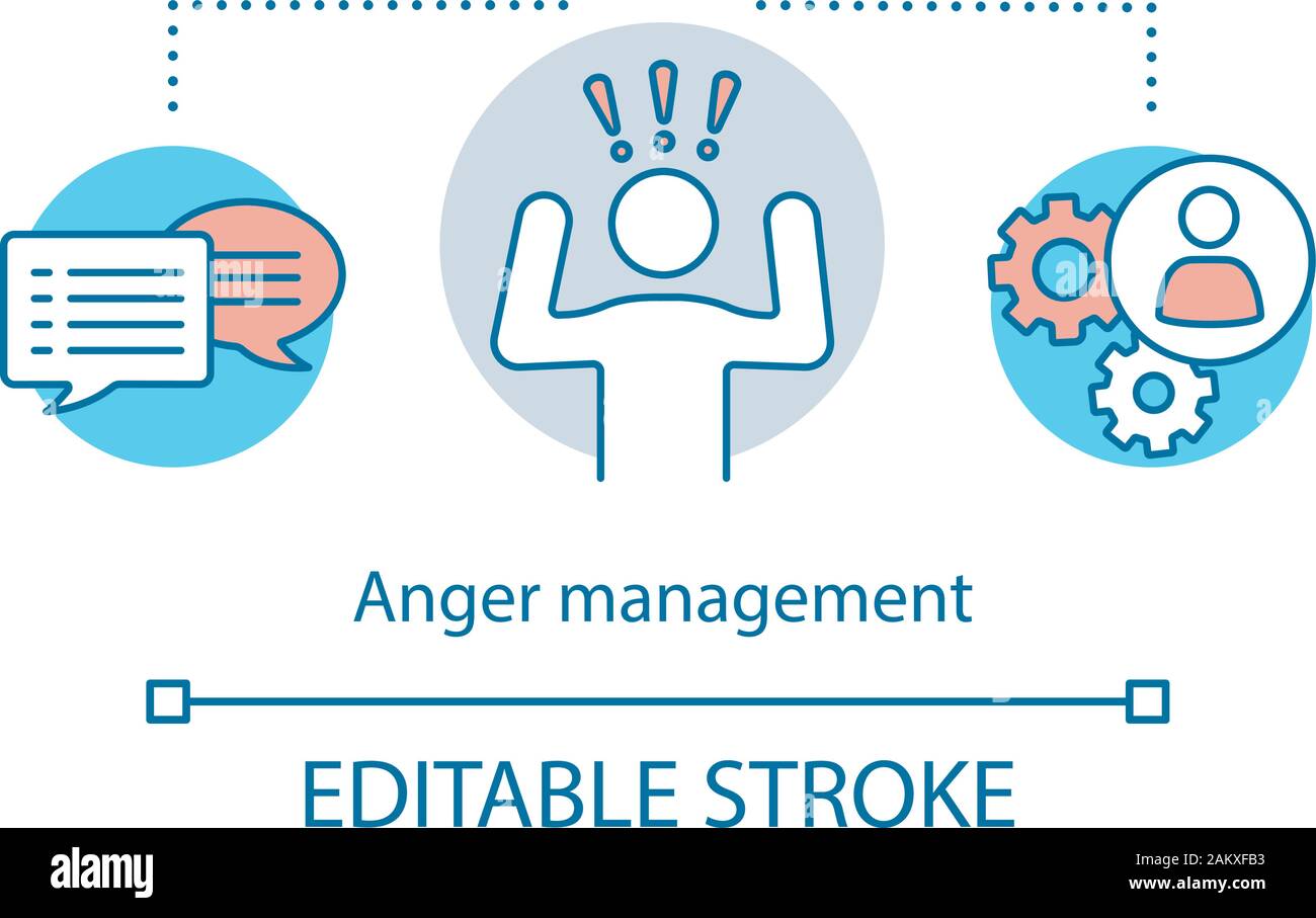 Anger management concept icon. Composure idea thin line illustration ...