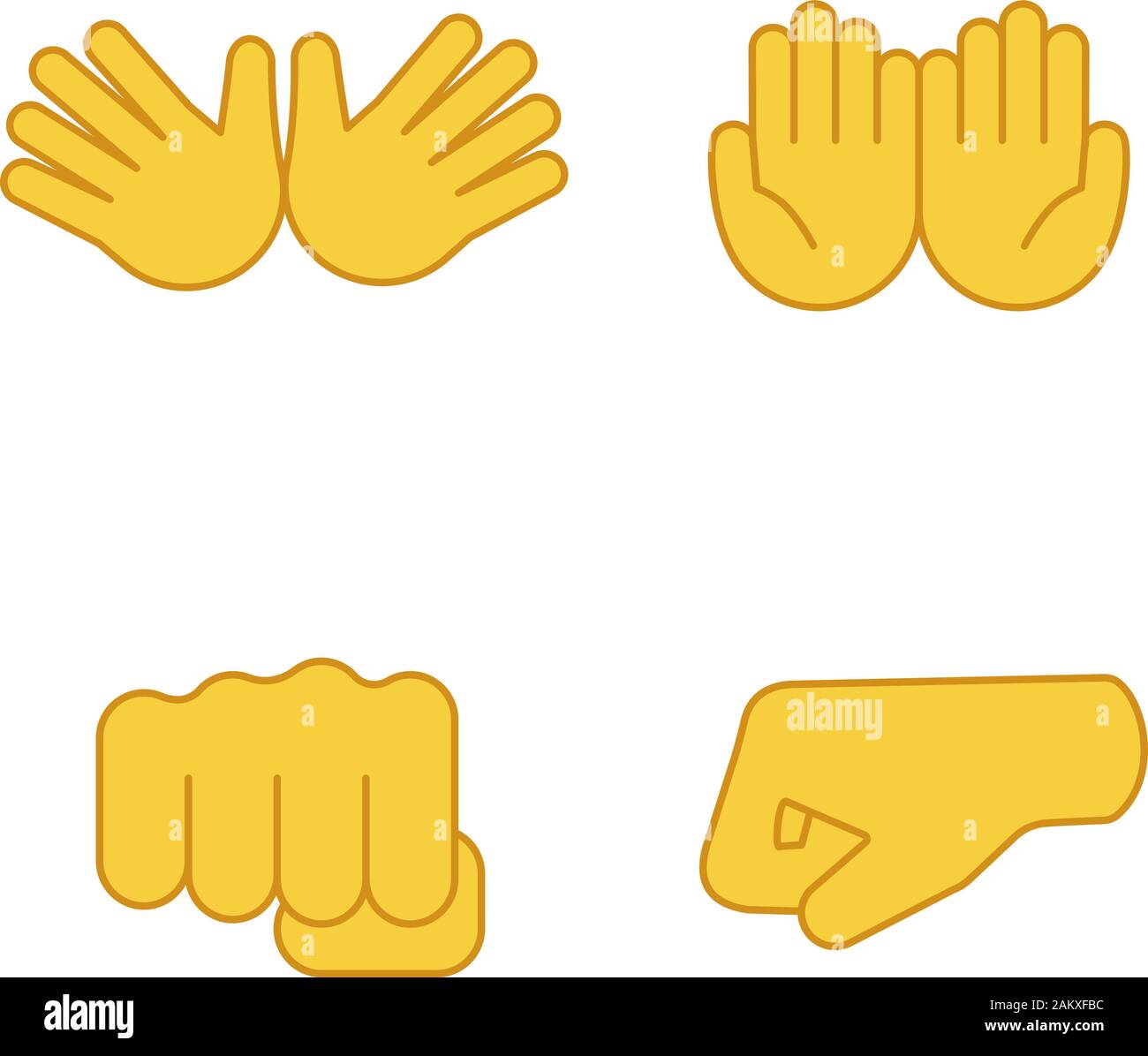 Hand gesture emojis color icons set. Jazz, hug, begging gesturing ...
