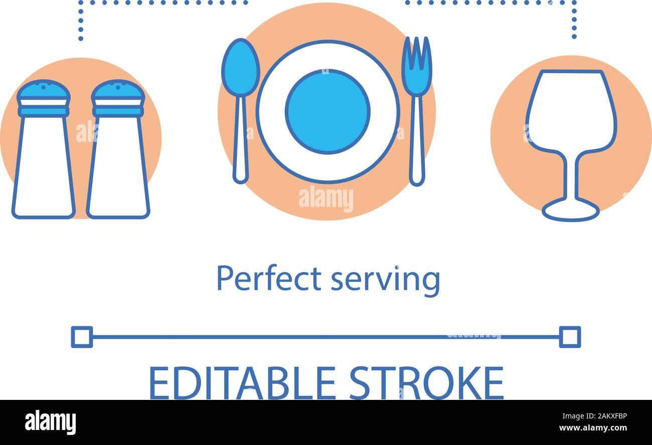 Perfect serving concept icon. Catering industry. Dish, drink, spices ...