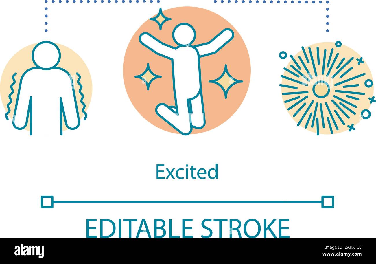 Excited concept icon. Excitement feeling idea thin line illustration ...