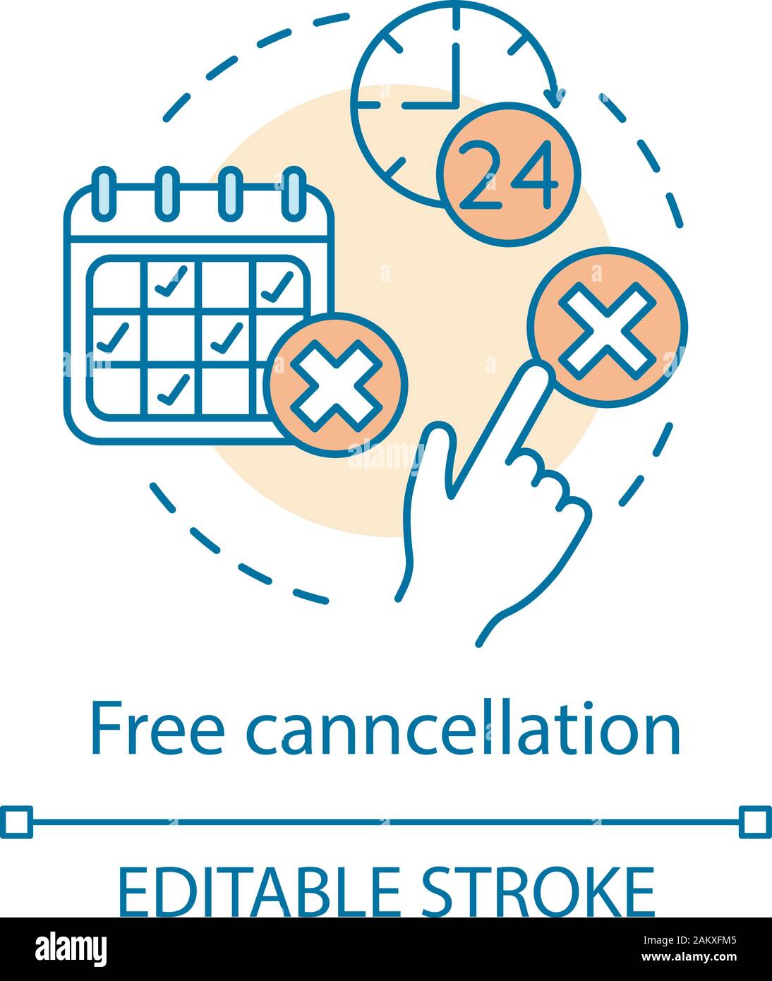 Free cancellation concept icon. Hotel booking online. Deposit back ...