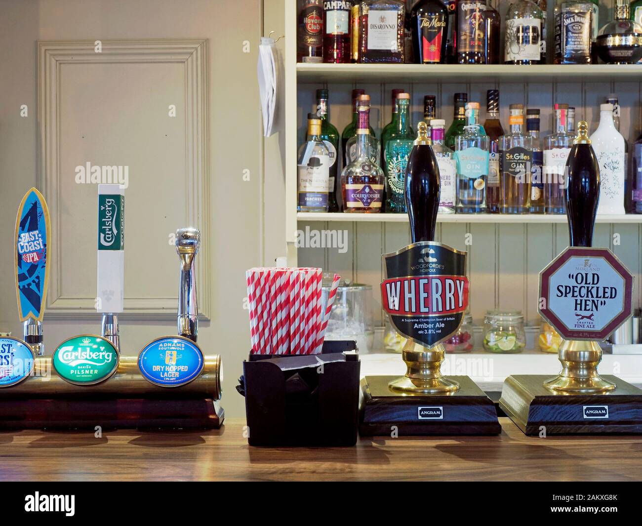 The very tidy and clean bar of a small country hotel ready for ...