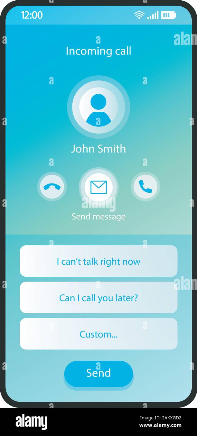Response message to incoming call smartphone interface vector template ... Response message to incoming call smartphone interface vector template ...
