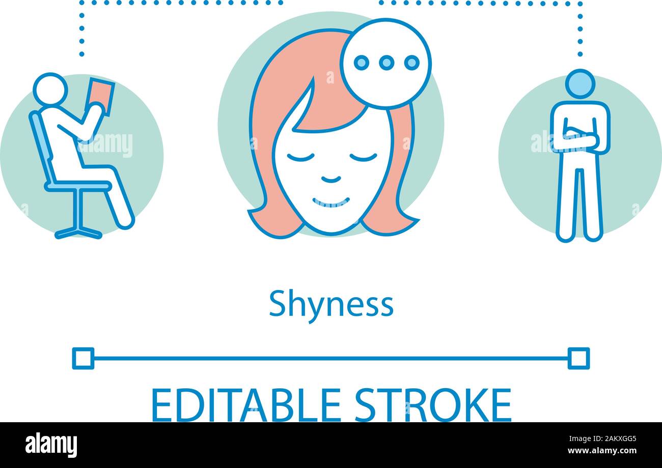 Shyness concept icon. Bashfulness idea thin line illustration. Lonely ...