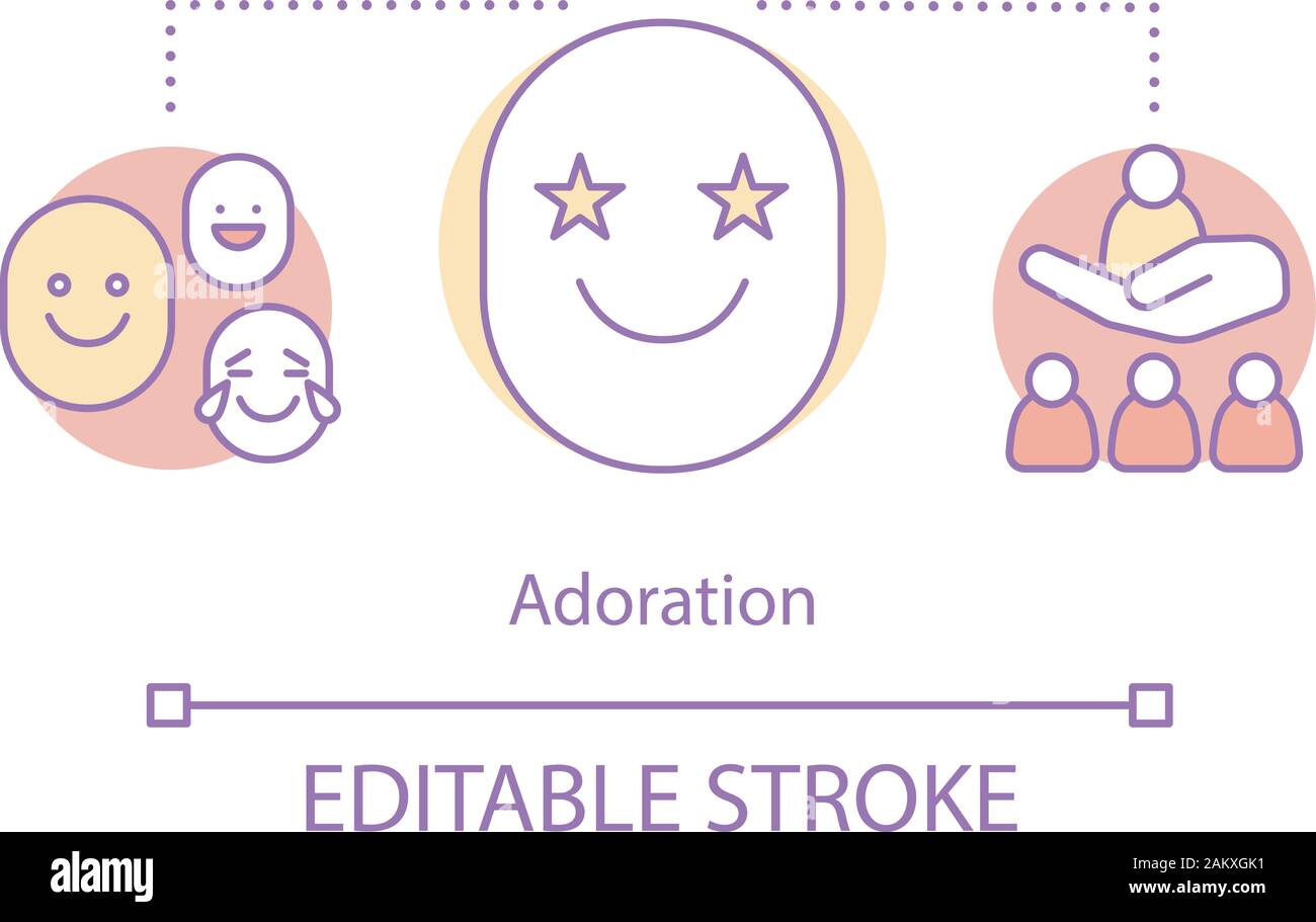 Adoration concept icon. Feeling good idea thin line illustration. Cute ...