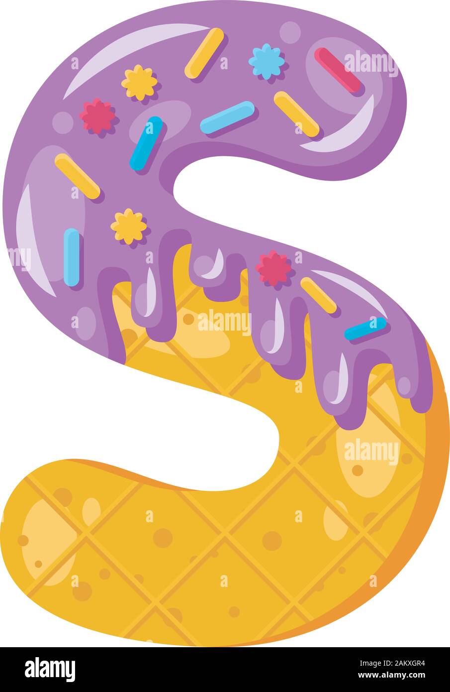 Donut cartoon S letter vector illustration. Biscuit bold font style ...