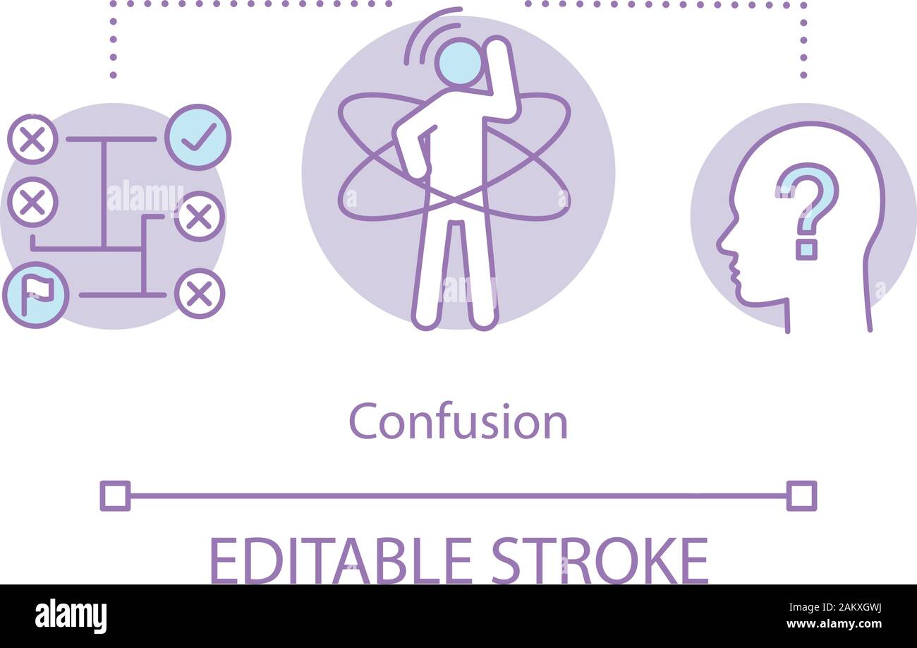 Confusion feeling concept icon. Embarrassment idea thin line ...