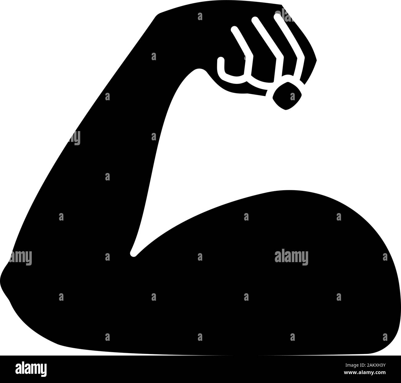 Flexed bicep glyph icon. Silhouette symbol. Strong emoji. Muscle ...