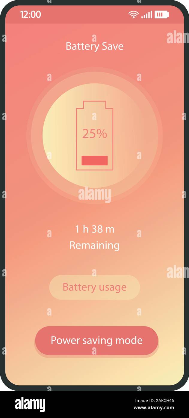 Battery saver, phone optimizer app smartphone interface vector template ...