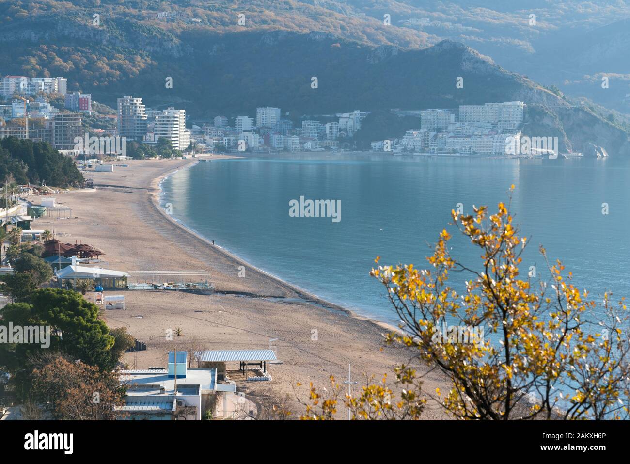 Beautiful sand beach in Becici resort, Montenegro Stock Photo - Alamy