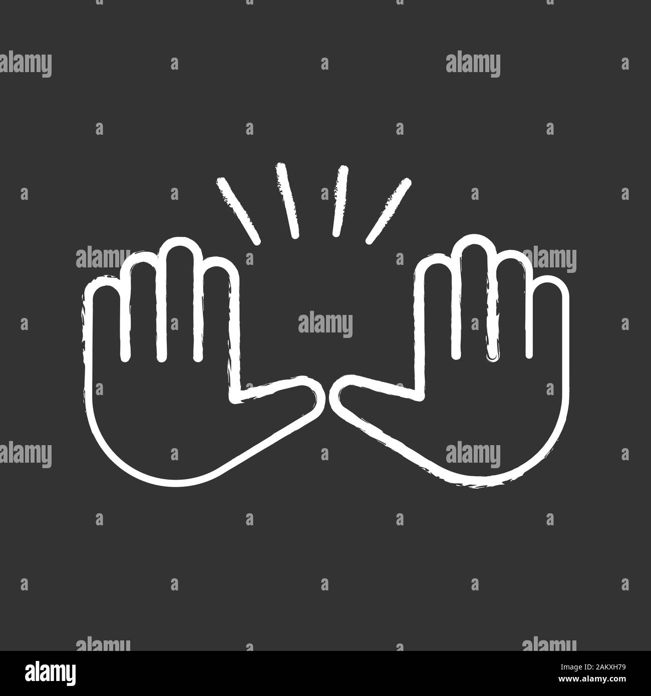 Raising hands gesture chalk icon. Stop, surrender gesturing. Waving two ...