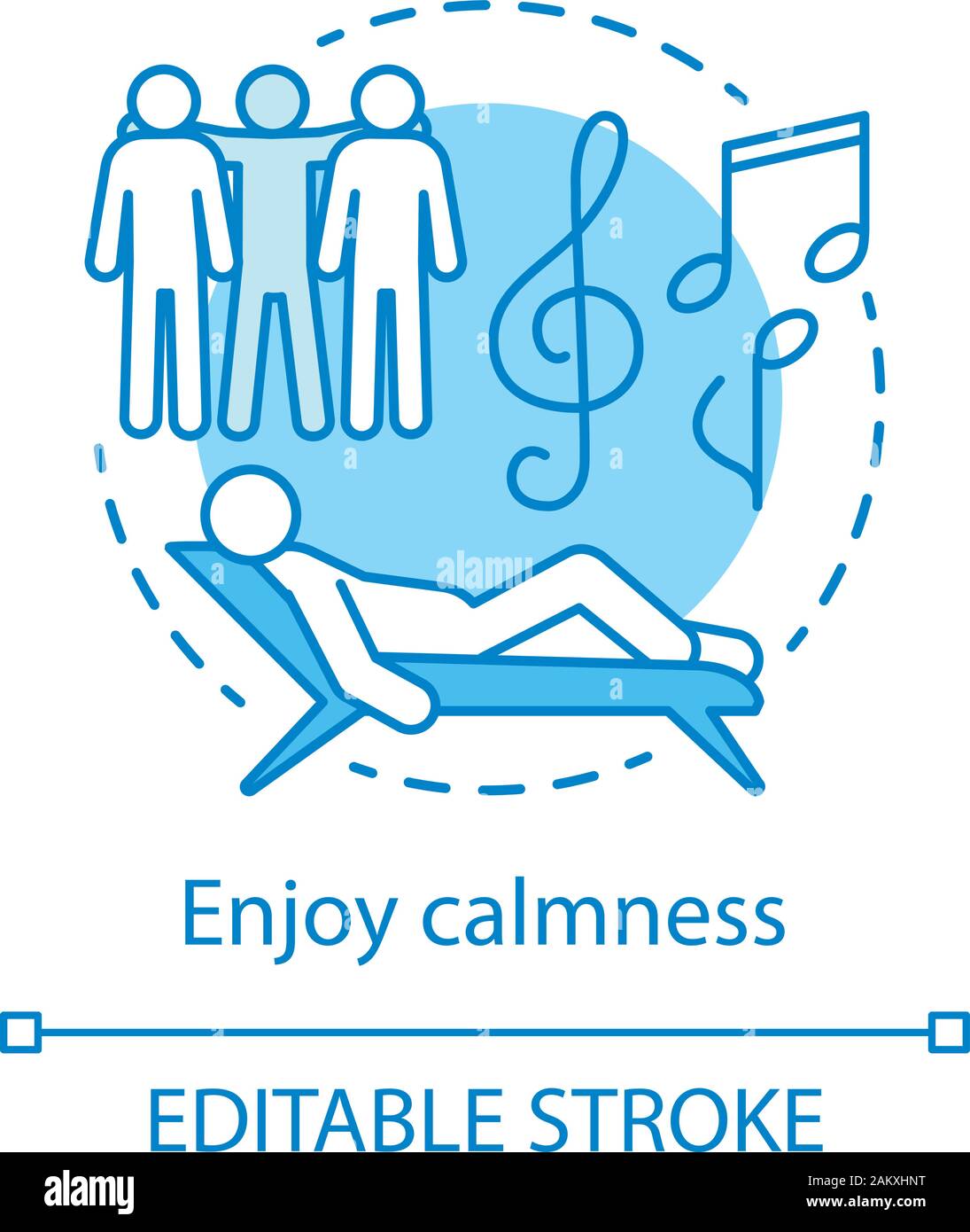 Enjoy calmness concept icon. Serenity idea thin line illustration. Rest ...