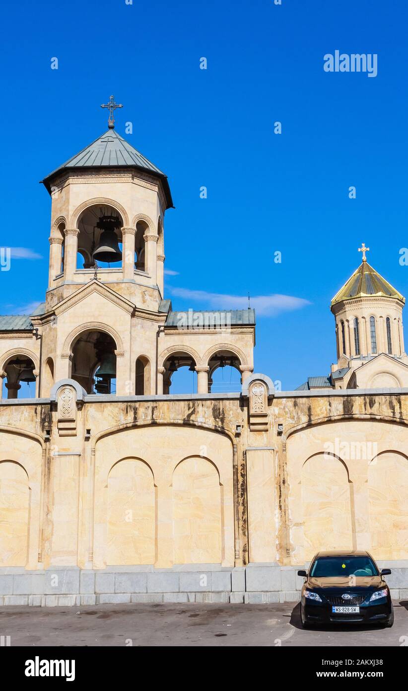 Fragment of chapel and Sameba Cathedral Tsminda in Tbilisi (Holy ...