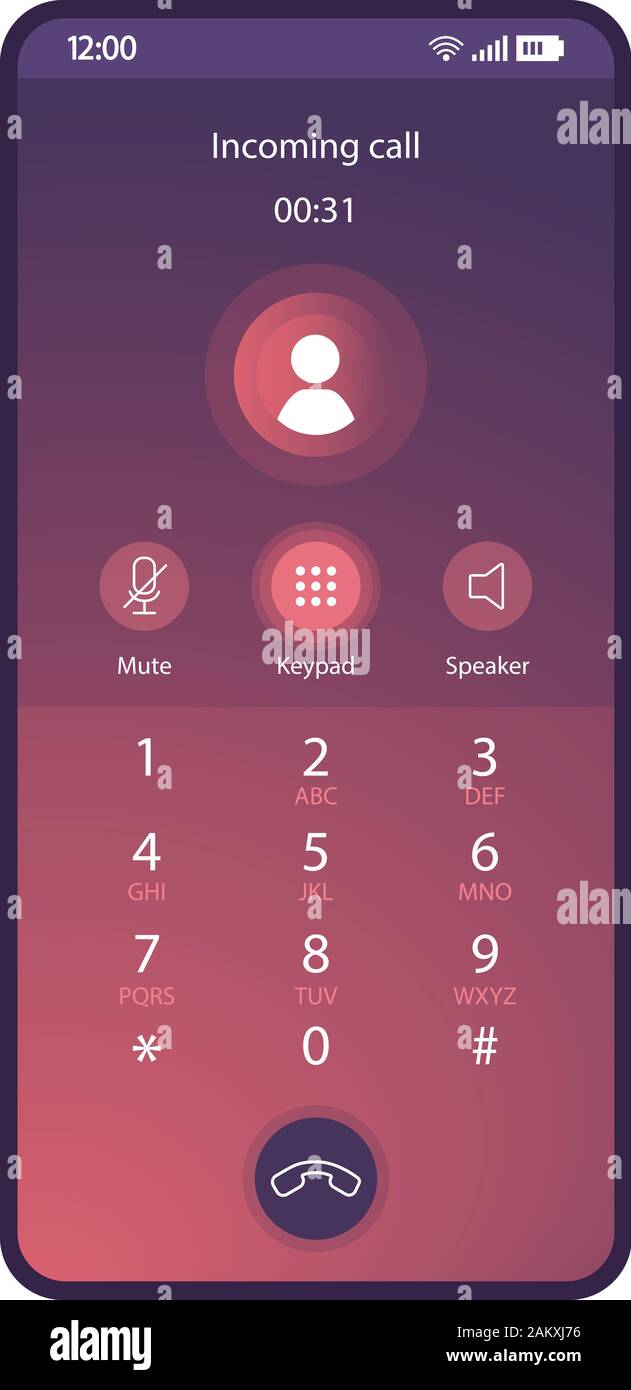 Switched keypad smartphone interface vector template. Mobile app page ...