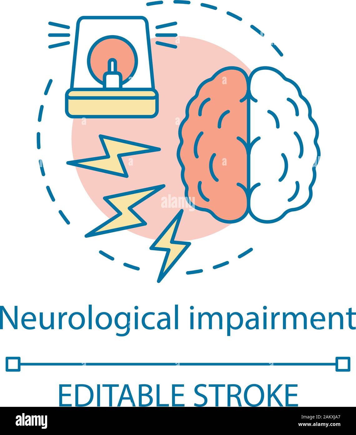 Neurological impairment concept icon. Nervous system disorder idea thin ...