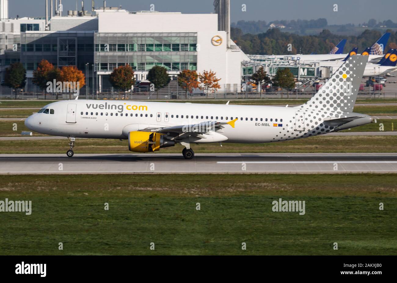 Munich / Germany - October 4, 2017: Vueling Airlines Airbus A320 EC-MBL ...