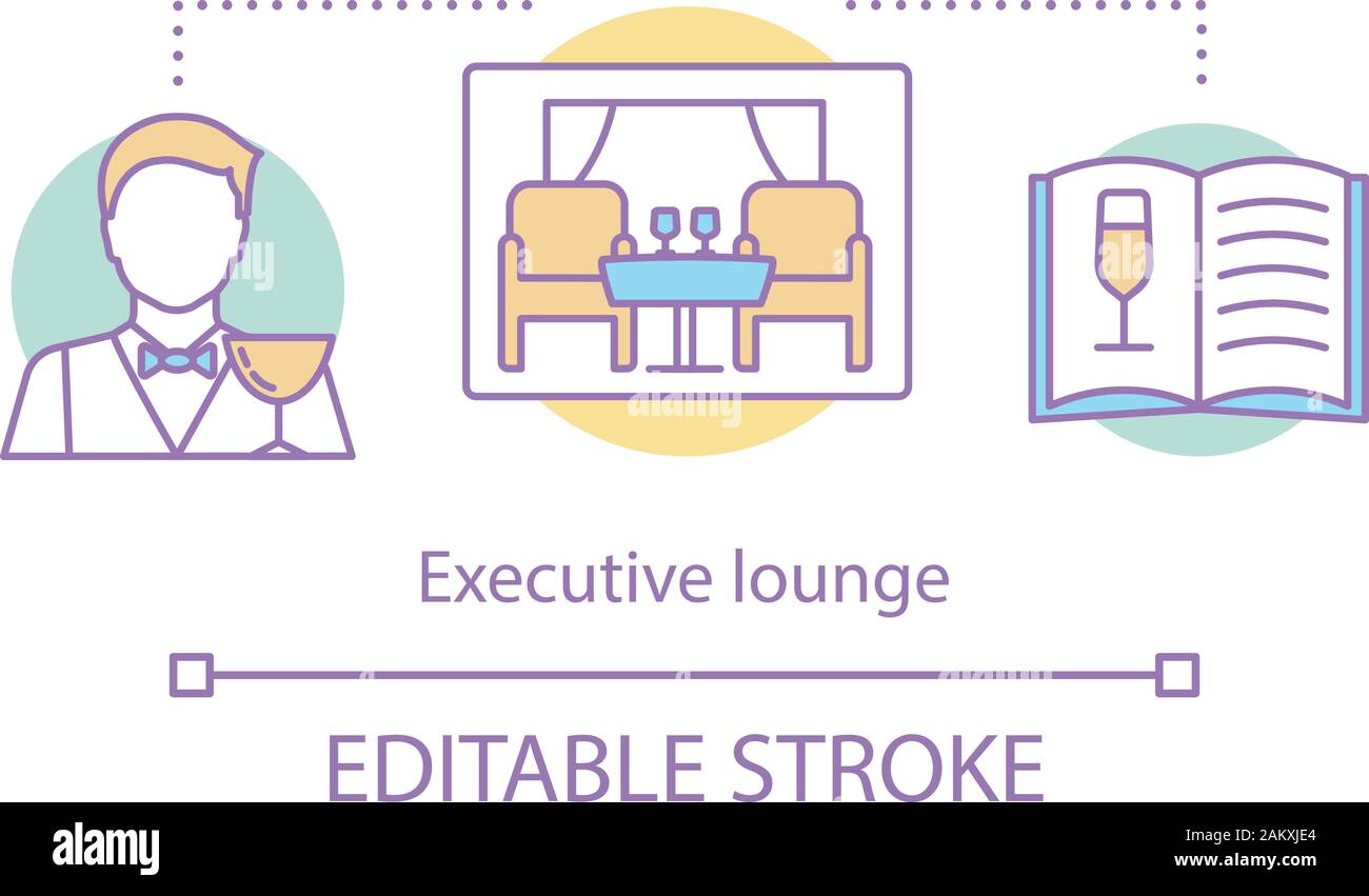Executive lounge concept icon. Restaurant menu, interior. Alcohol bar ...