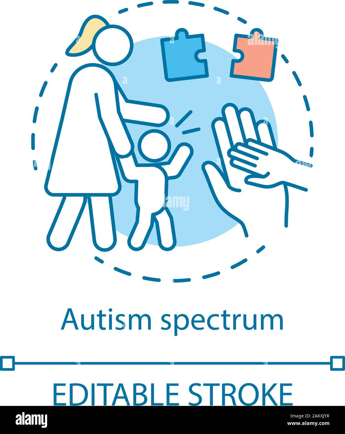 Autism spectrum disorder concept icon. ASD therapy idea thin line ...