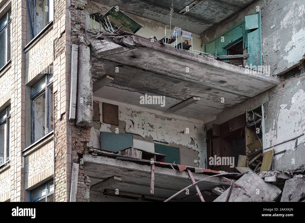 dangerous place ruined collapsed school in an abandoned infected city ...