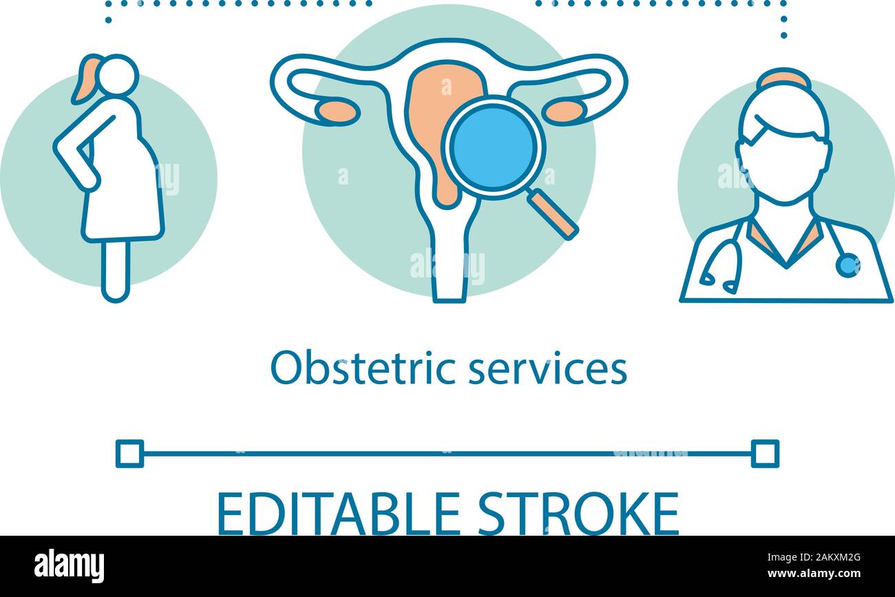 Obstetric services concept icon. Medical help idea thin line ...