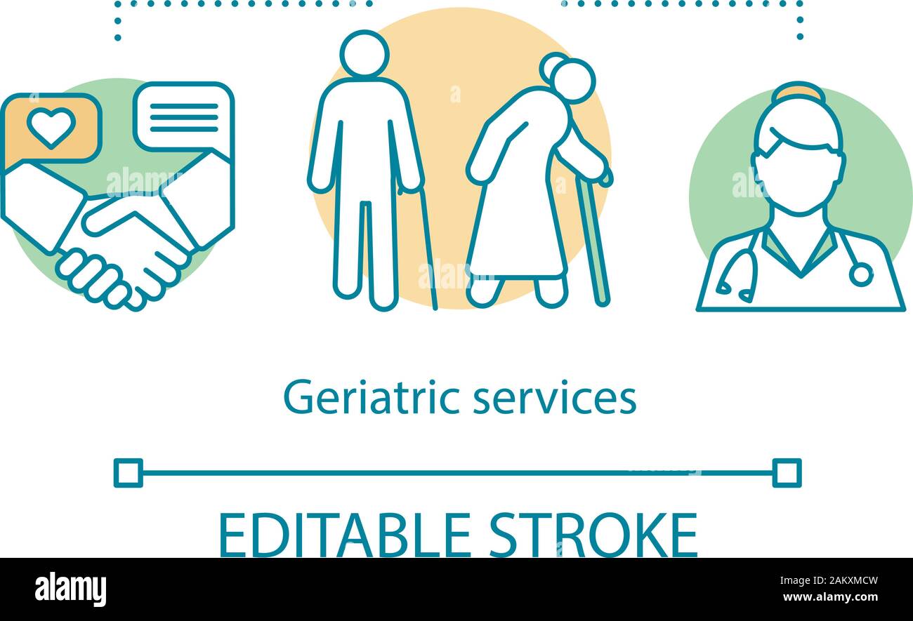 Geriatric concept icon. Nursing services idea thin line illustration ...