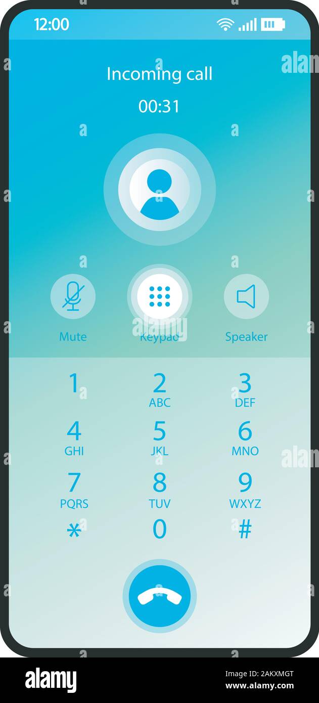 Switched keypad smartphone interface vector template. Mobile app page ...