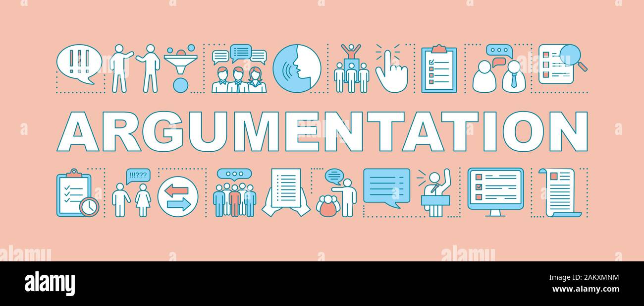Argumentation word concepts banner. Persuasion methods, facts ...