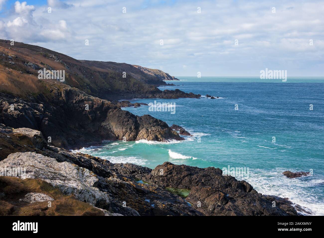 The wild coast west of St Ives on the SW Coast path from Clodgy Point ...