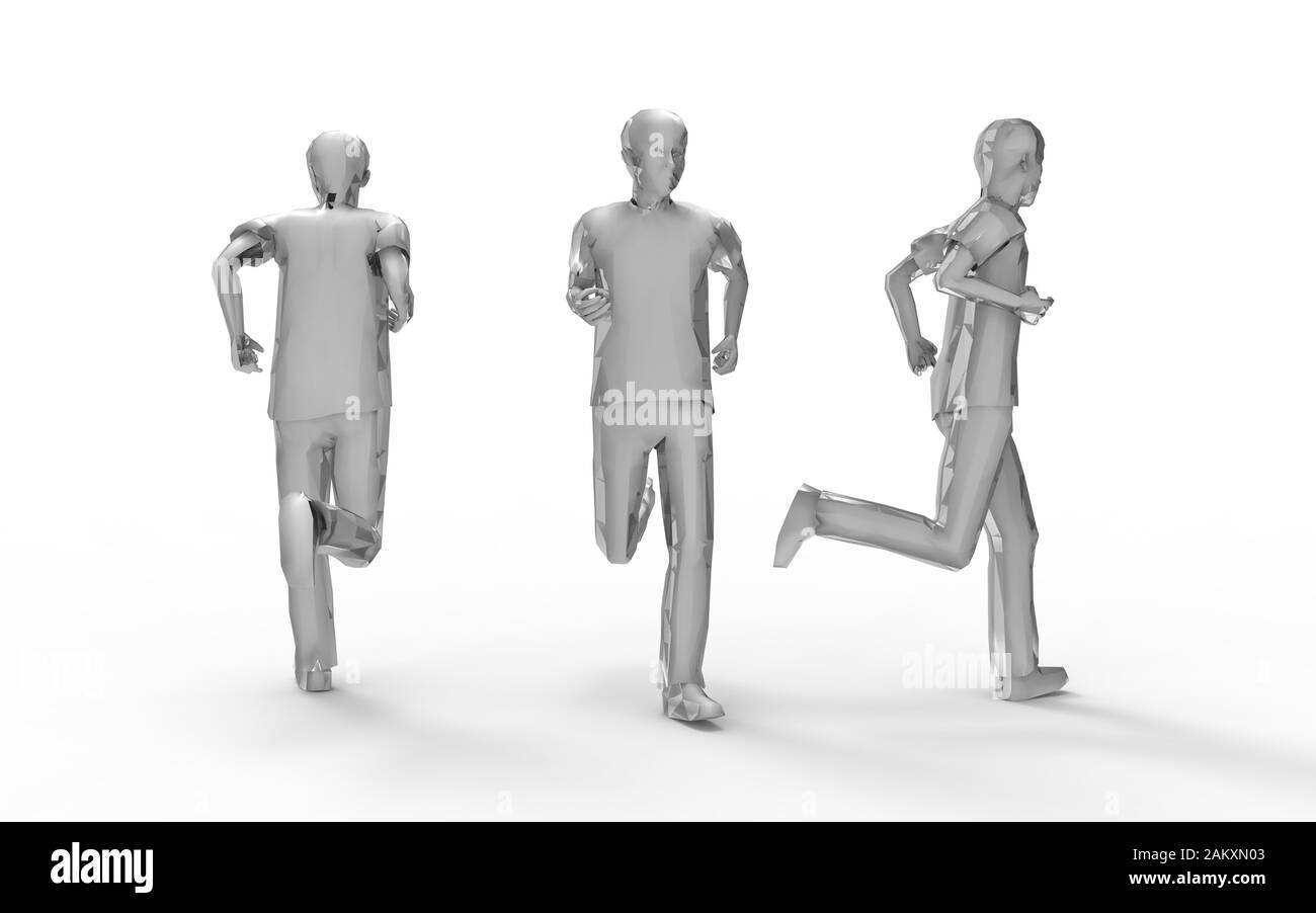 3d rendering of a man running isolated in white studio background Stock ...