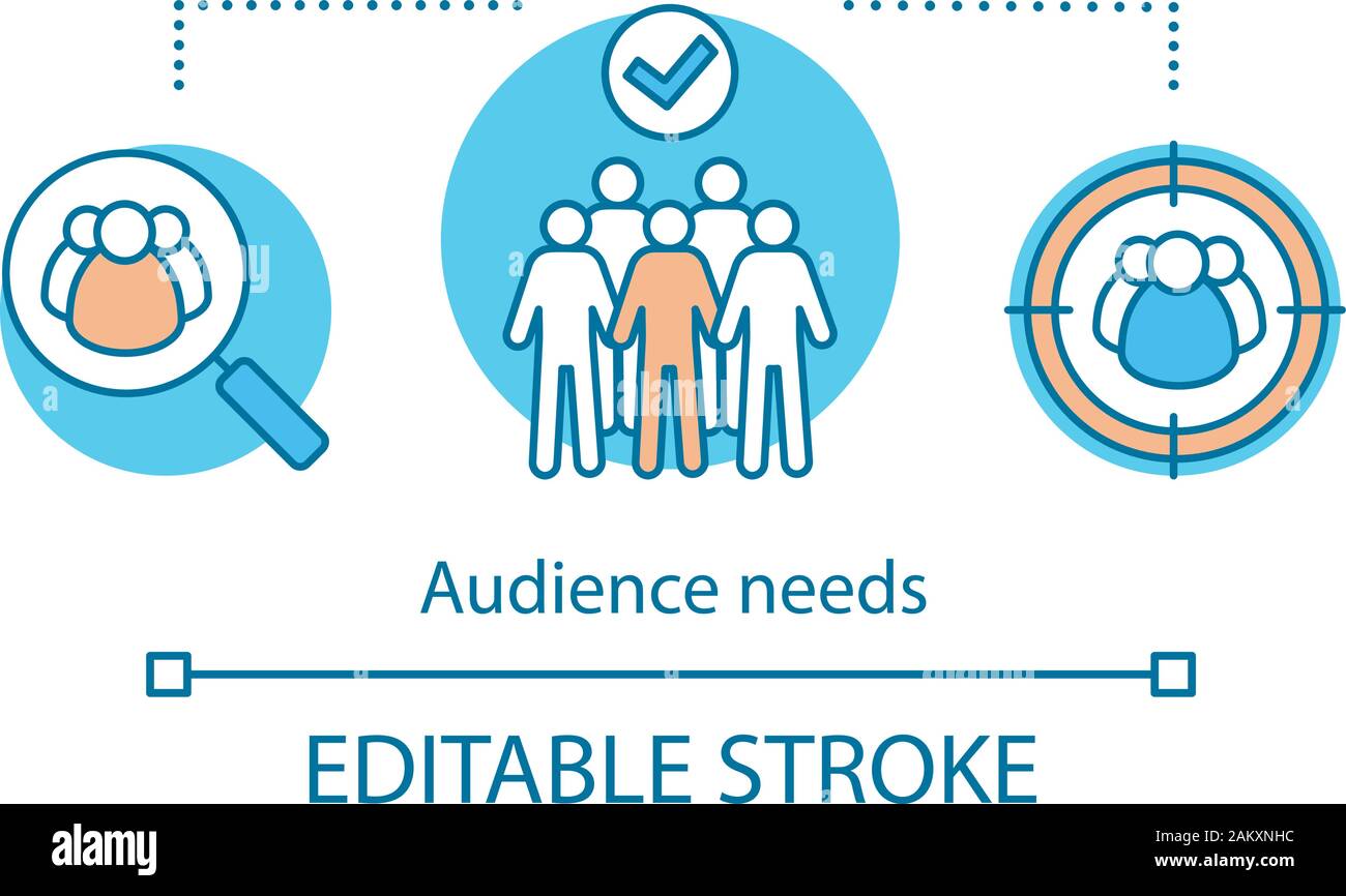Audience needs concept icon. Public speaking. Target audience. Lead ...