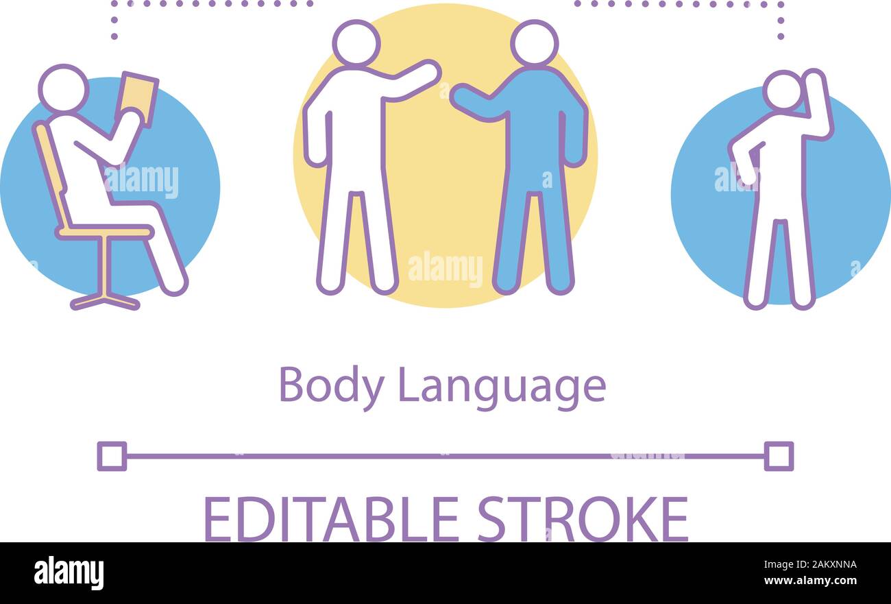Body language concept icon. Nonverbal communication, emotion expression ... Body language concept icon. Nonverbal communication, emotion expression ...