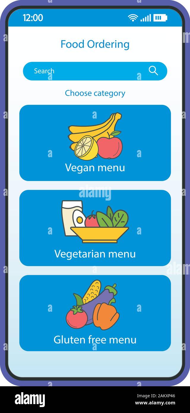 Food ordering online app smartphone interface vector template. Mobile ...
