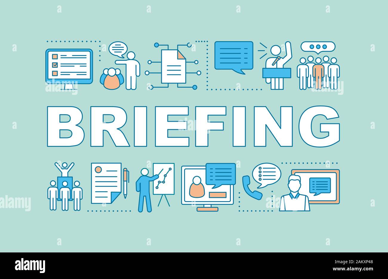 Briefing concept icon. Public speaking. Sales pitch. Marketing ...