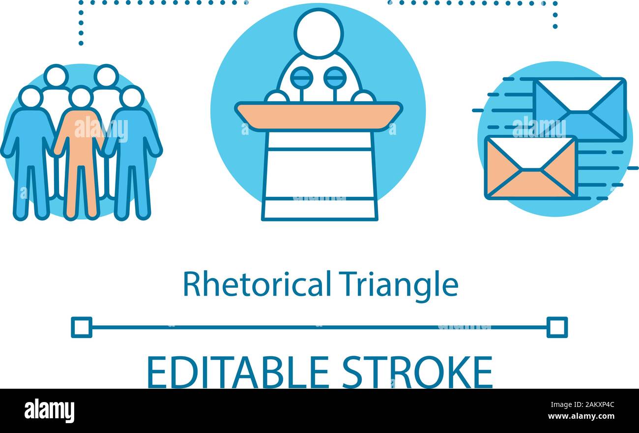 Rhetorical triangle concept icon. Public speaking. Orator, politician ...