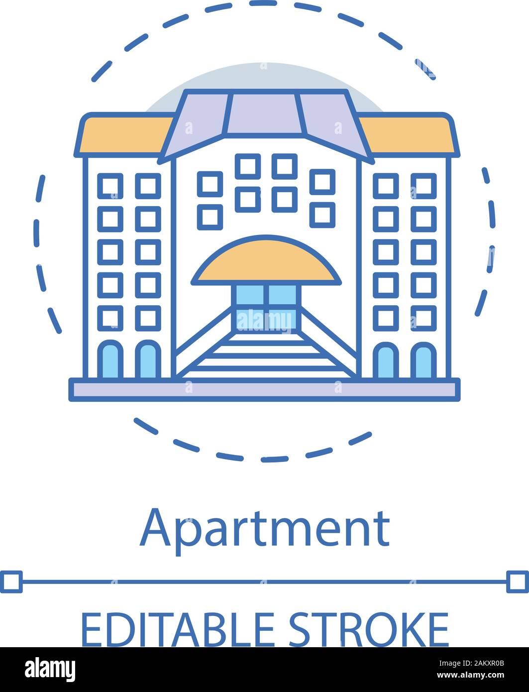 Apartment concept icon. Multi-storey building for dwelling. Condo ...