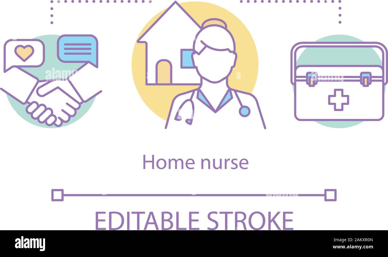 Home nurse concept icon. In home care idea thin line illustration ...