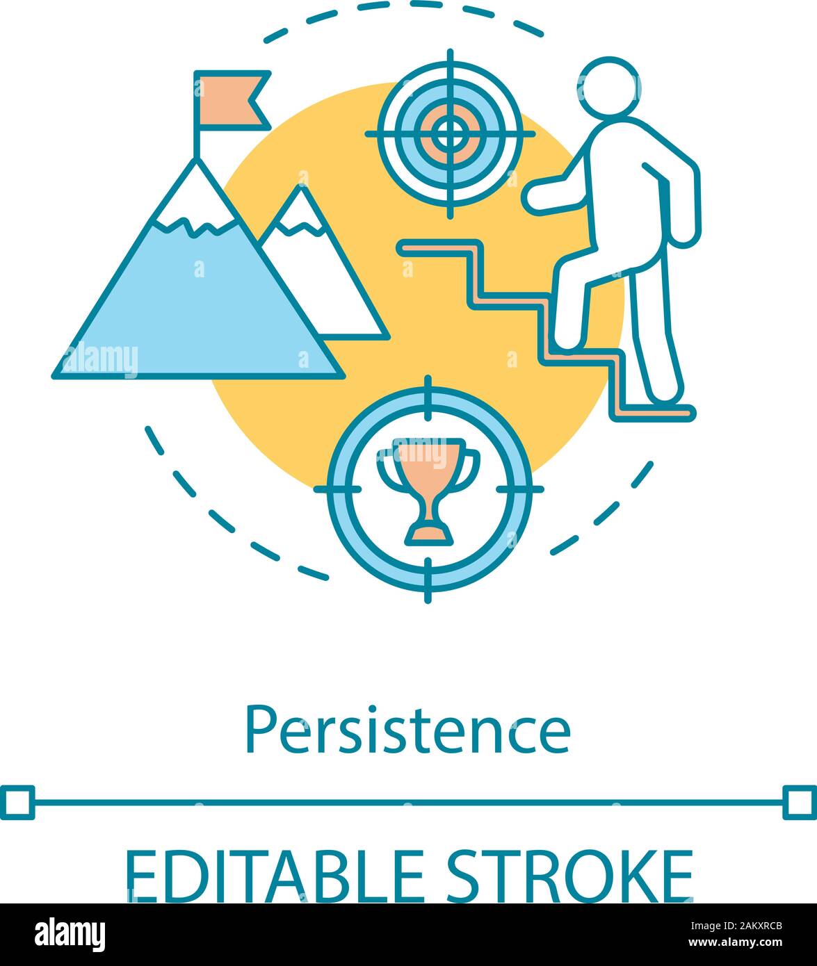 Persistence concept icon. Goal achieving. Career ladder movement. Skill ...