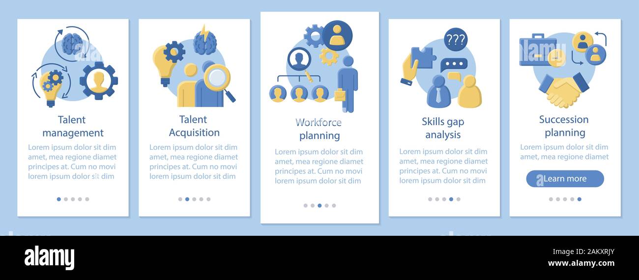 Talent management onboarding mobile app page screen vector template ...