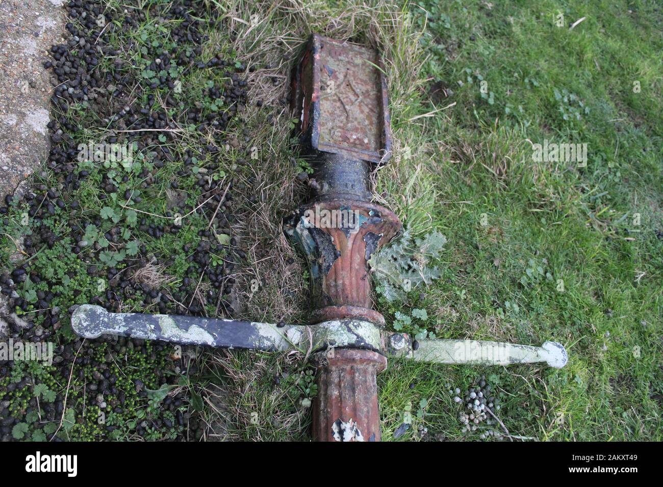 Fallen overgrown Victorian Lamppost Stock Photo - Alamy