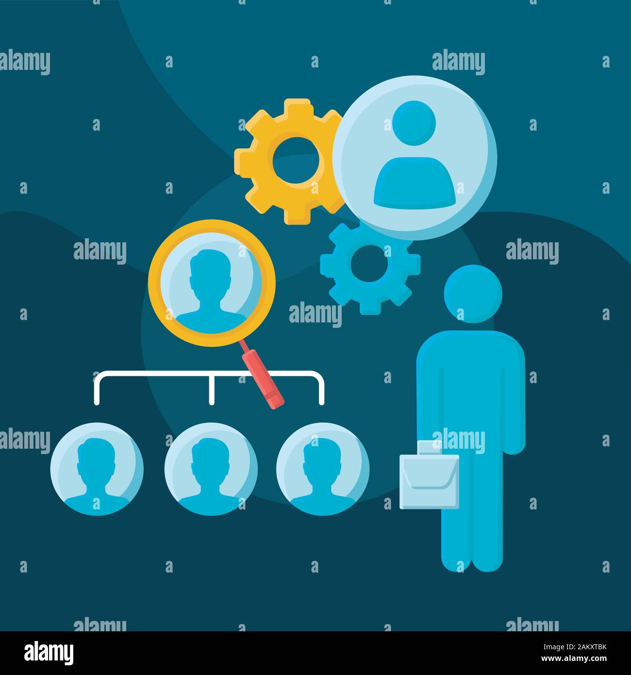 Recruiting process flat concept vector icon. Talent acquisition idea ...