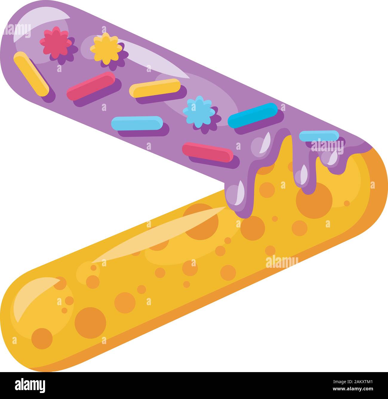 Donut cartoon greater-than symbol vector illustration. Biscuit font ...