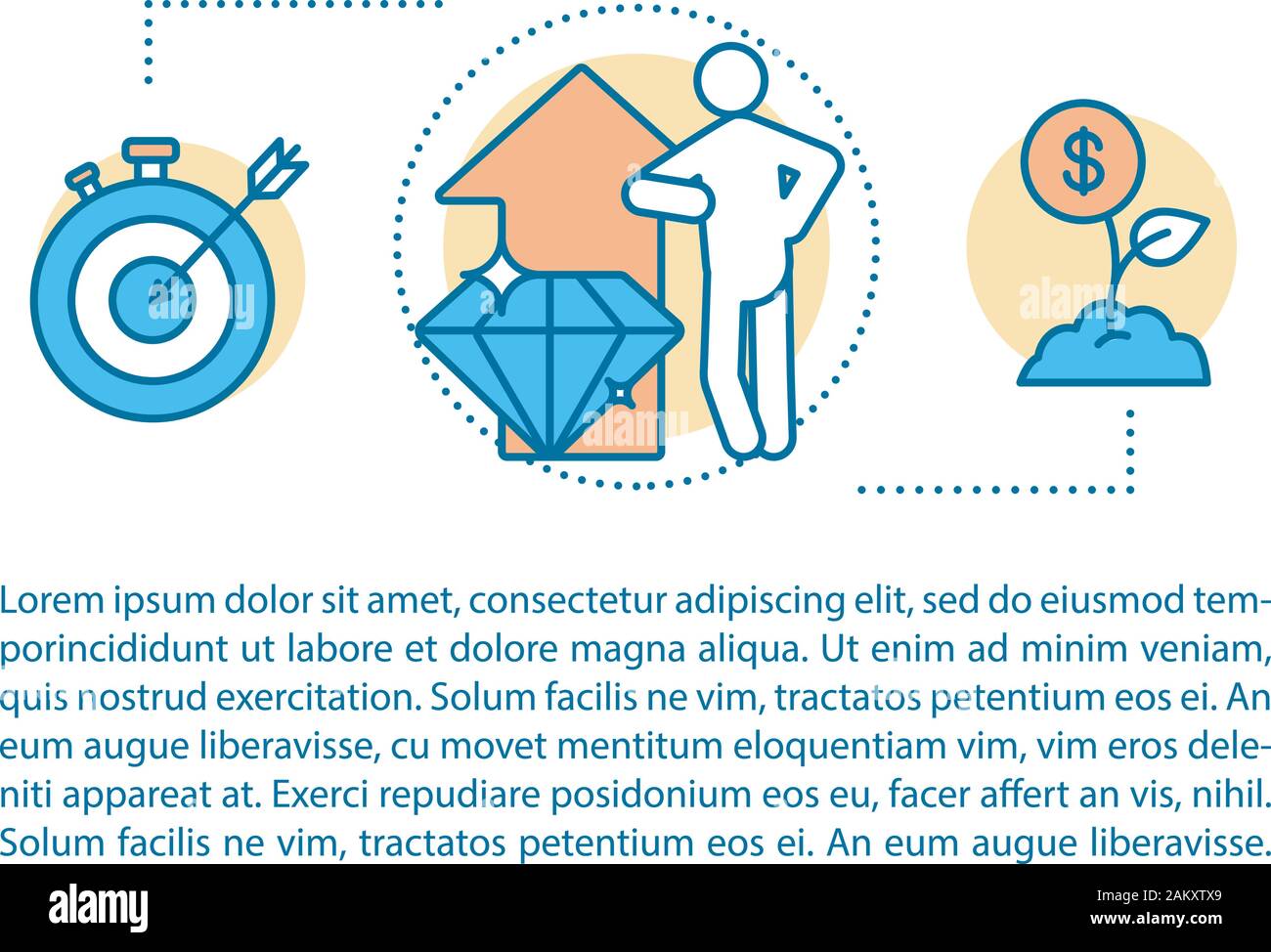 Business value concept linear illustration. Company benefits ...