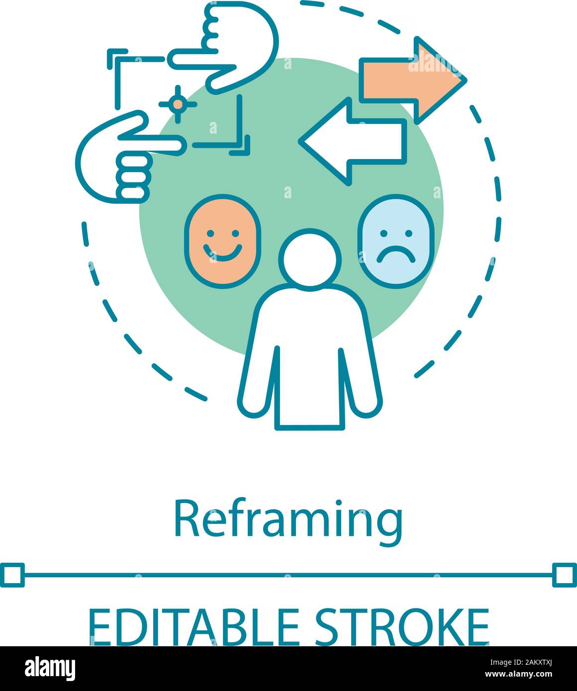 Reframing concept icon. Mental health. Cognitive therapy, restructuring. Positive thinking ...