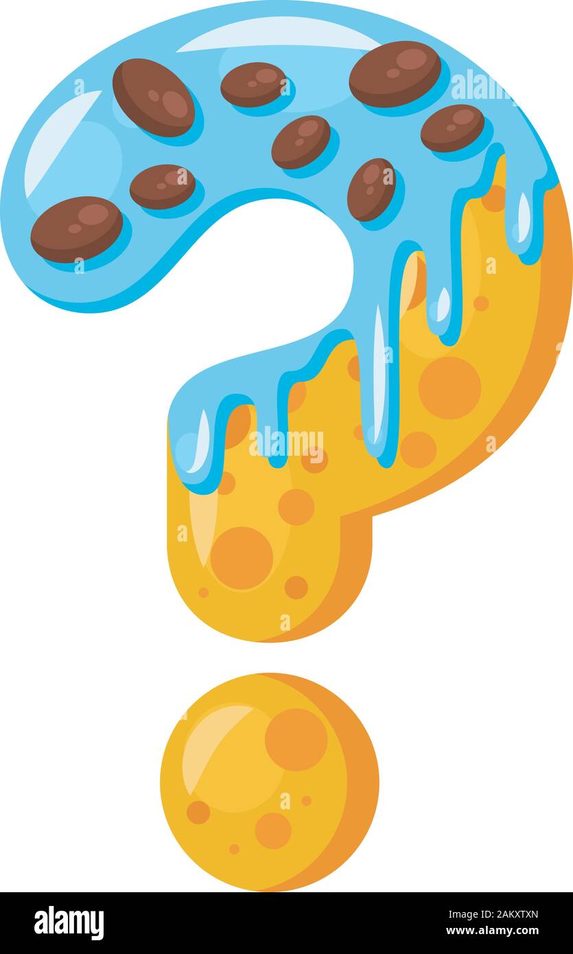 Donut cartoon question mark symbol vector illustration. Biscuit font ...